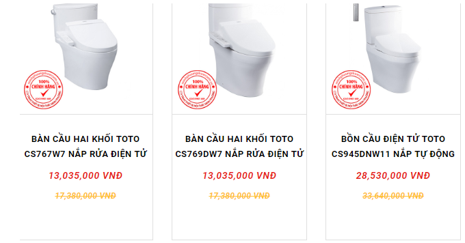 Bảng Giá Bàn Cầu TOTO Chính Hãng tại Hà Nội - Minh Phương Showroom